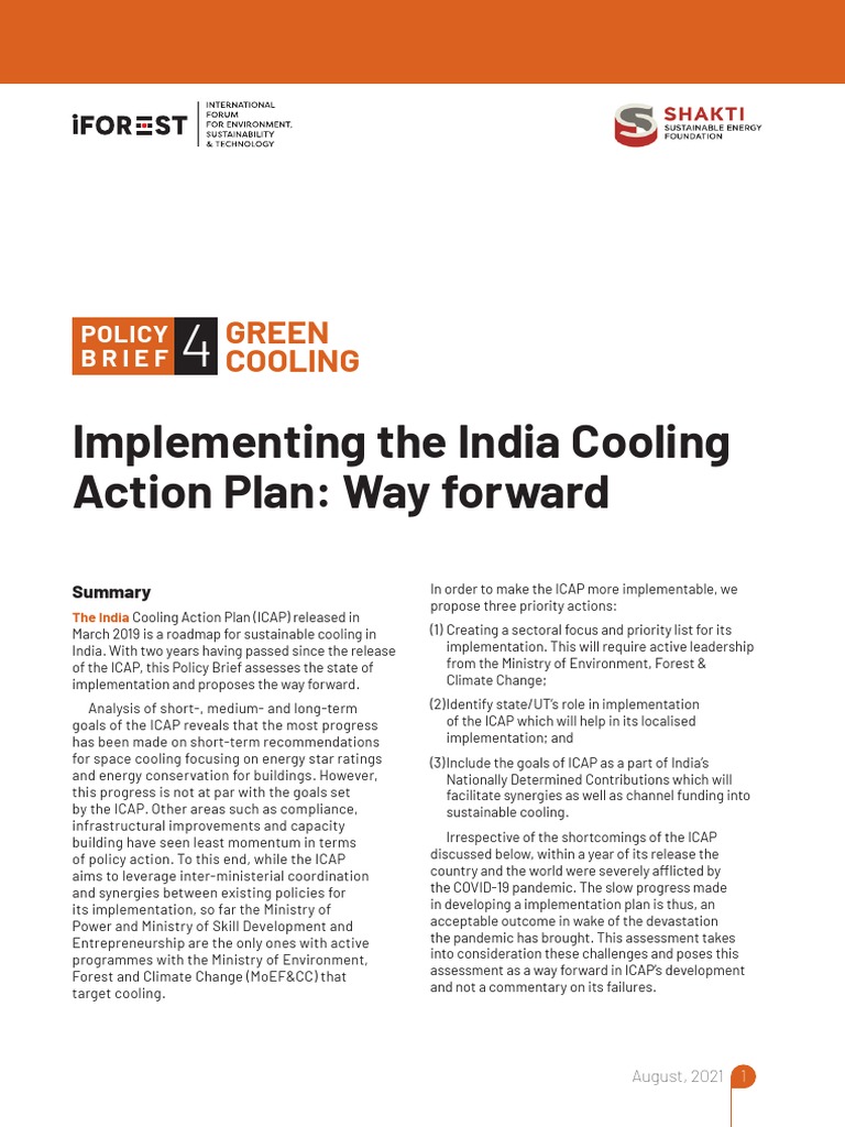 Implementing The India Cooling Action Plan - Way Forward | Download ...