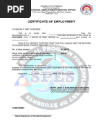 SPES Certificate of Employment 2022 | PDF