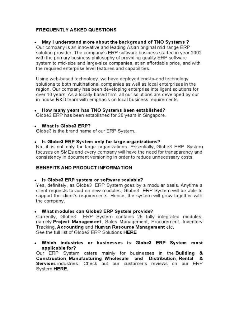 Globe3 - FAQ | PDF | Enterprise Resource Planning | Computing
