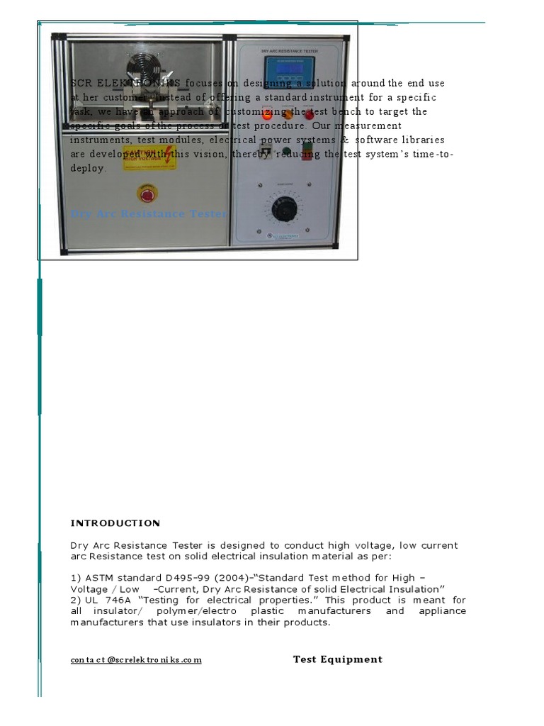 Custom Dry Arc Resistance Tester | PDF | Insulator (Electricity ...
