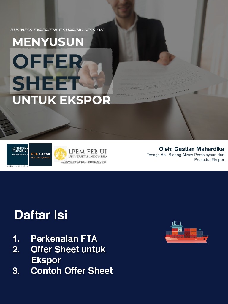 Contoh Offer Sheet untuk Ekspor | PDF | Pengelolaan Keuangan & Uang