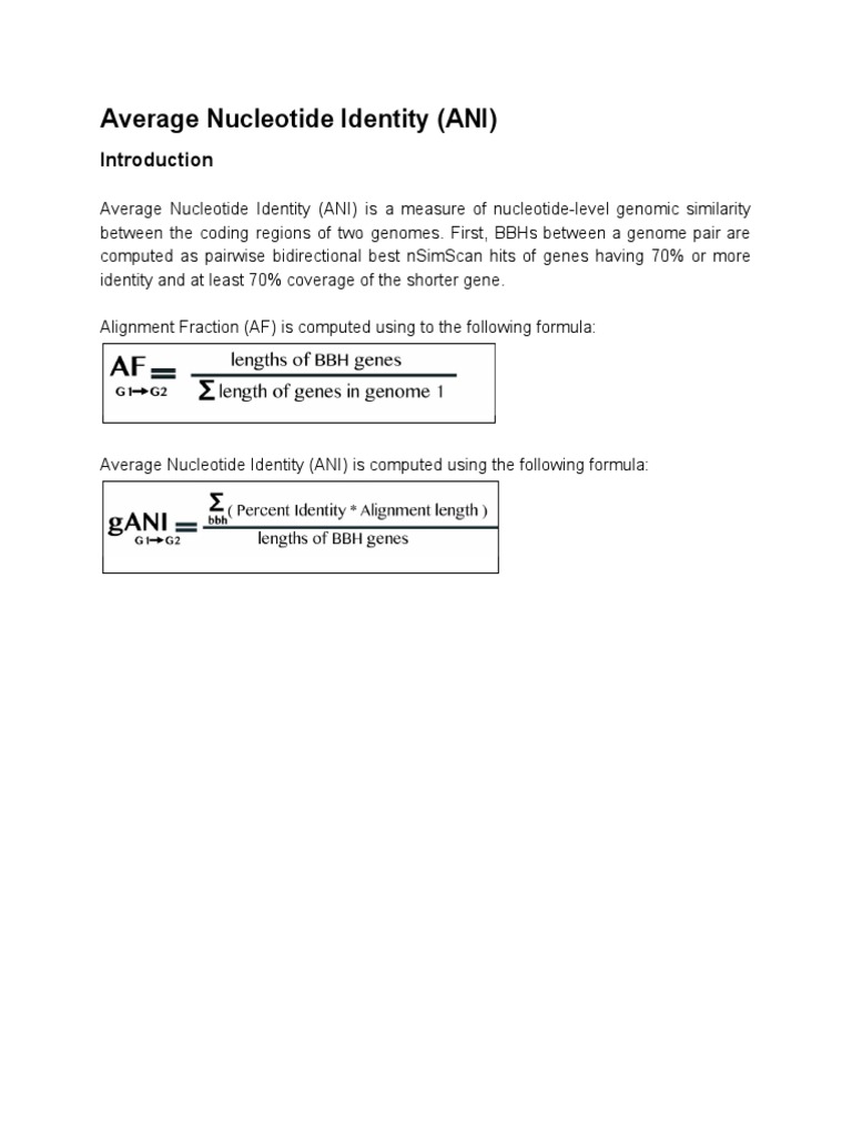 Average Nucleotide Identity (ANI) | Download Free PDF | Sequence ...