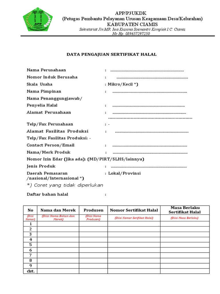FORMULIR HALAL app | PDF