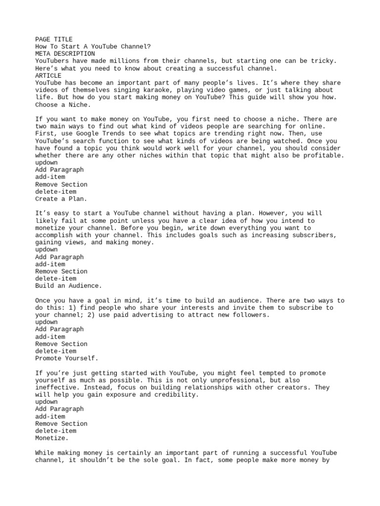 How To Start A YouTube Channel | PDF