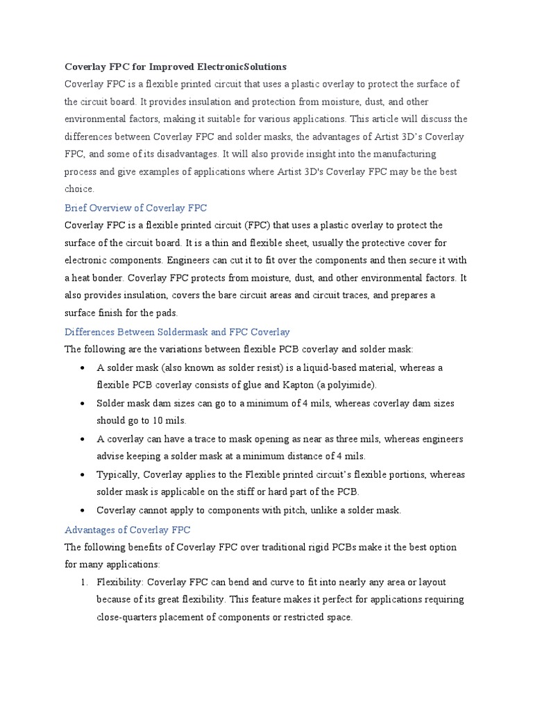 Coverlay FPC | PDF | Printed Circuit Board | Electronics