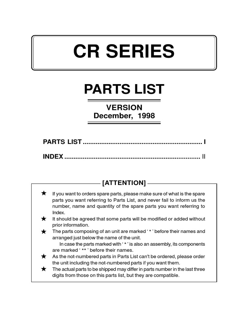 CR Parts List | PDF | History