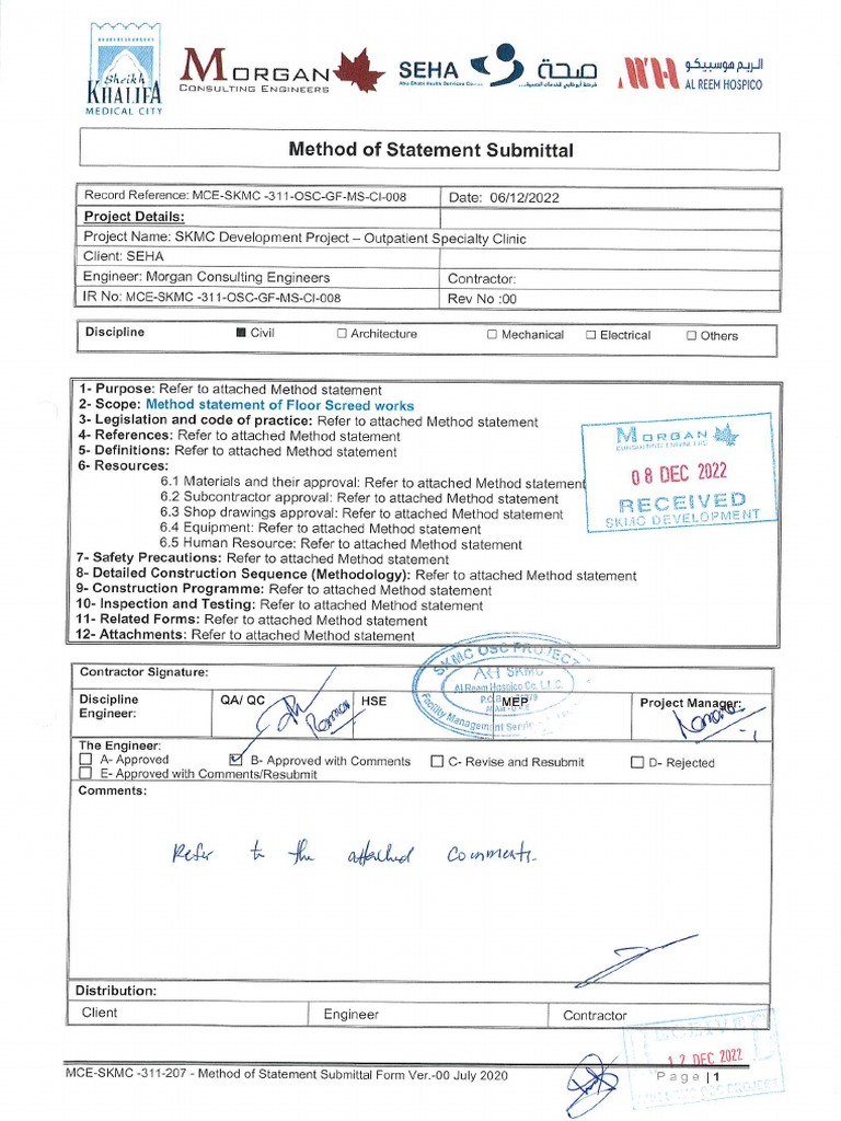 MCE-SKMC-311-OSC-GF-MS-CI-008 Rev00 - Floor Screed Works - Status B | PDF