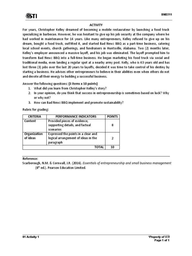 01 - Activity - 1 The Entrepreneurial Mind | PDF