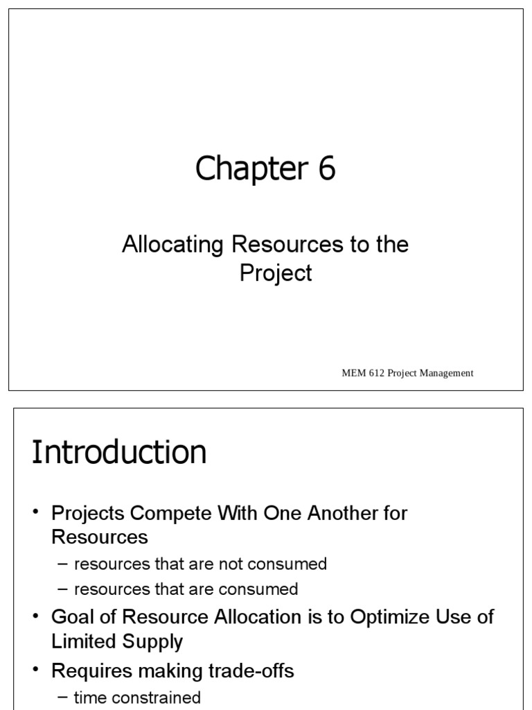 Ch06 Allocating Resources To The Project | PDF | Project Management | Business