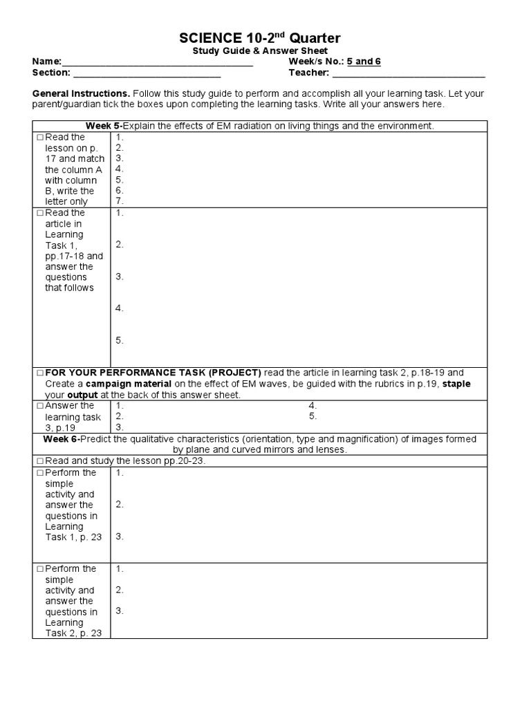 Study Guide & Answer Sheet | PDF | Glass Engineering And Science ...