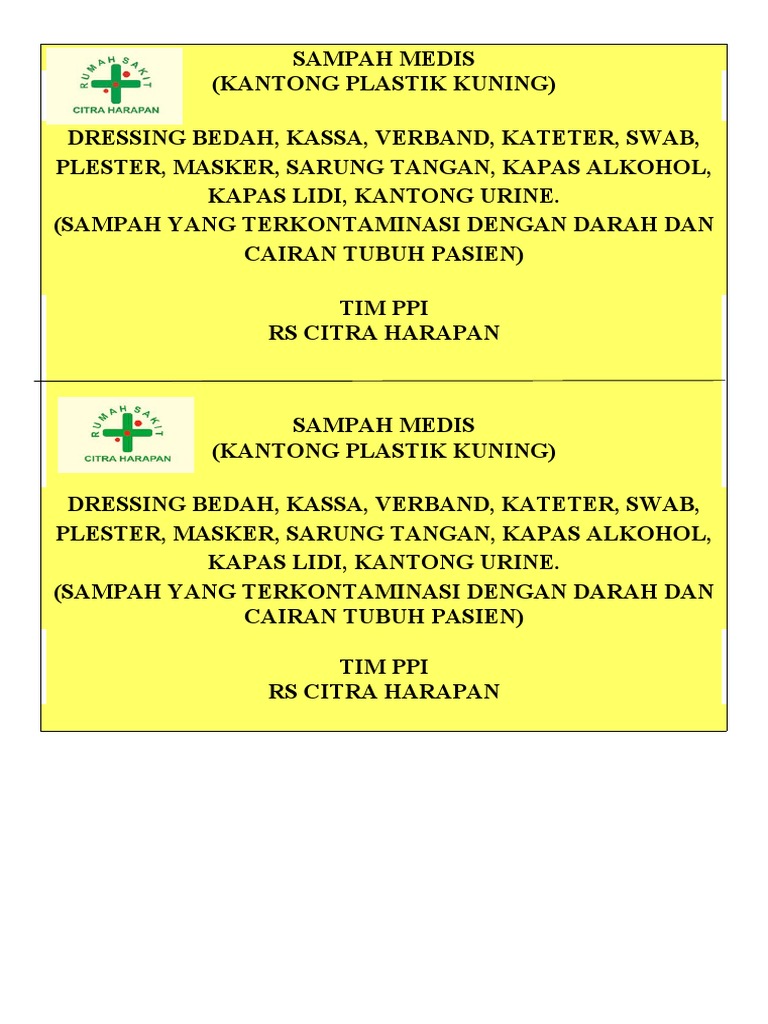 Tanda Sampah Medis Dan Non Medis Ppi | PDF
