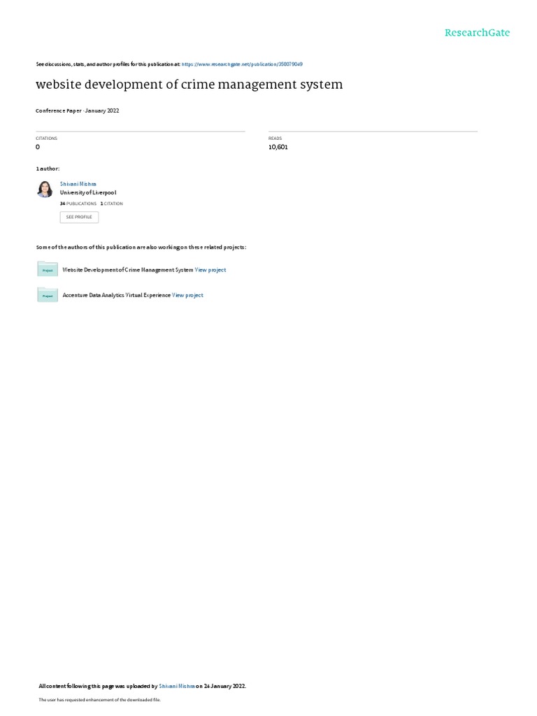 Website Development of Crime Management System: January 2022 | PDF ...