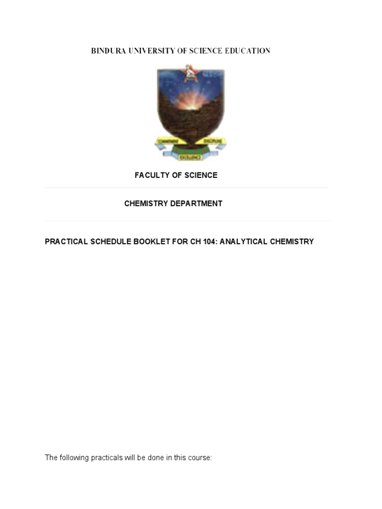 Determination of Chemical Compounds: A Practical Schedule and Write-Up Format for Analytical ...