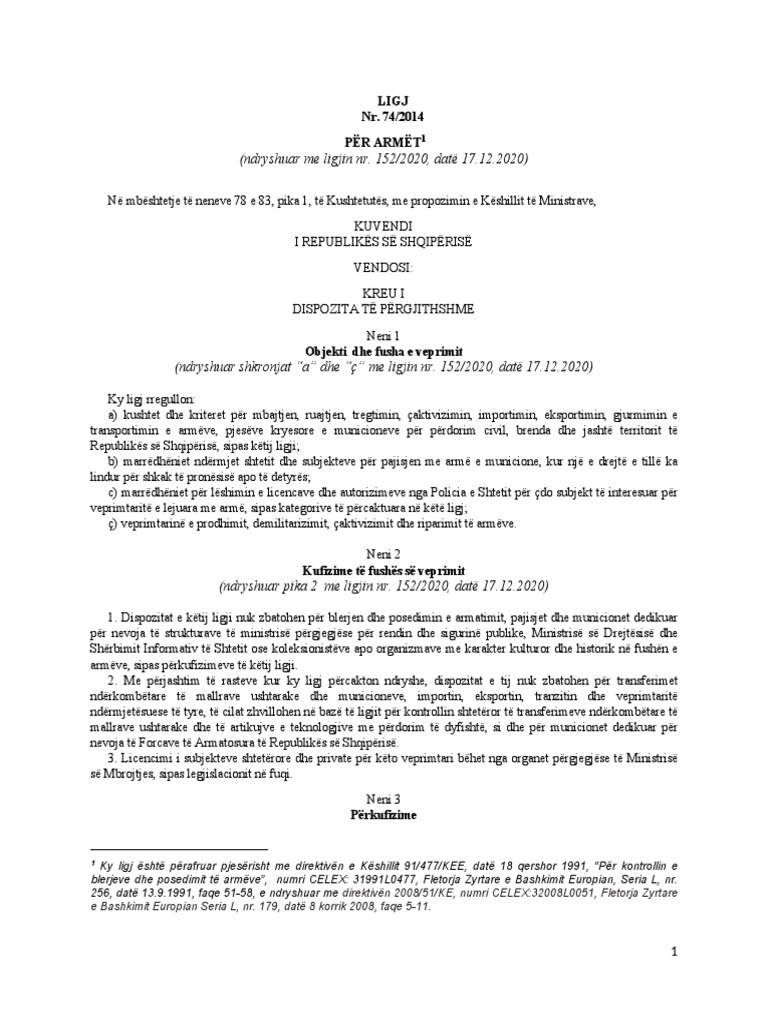 Ligji Per Armet | PDF