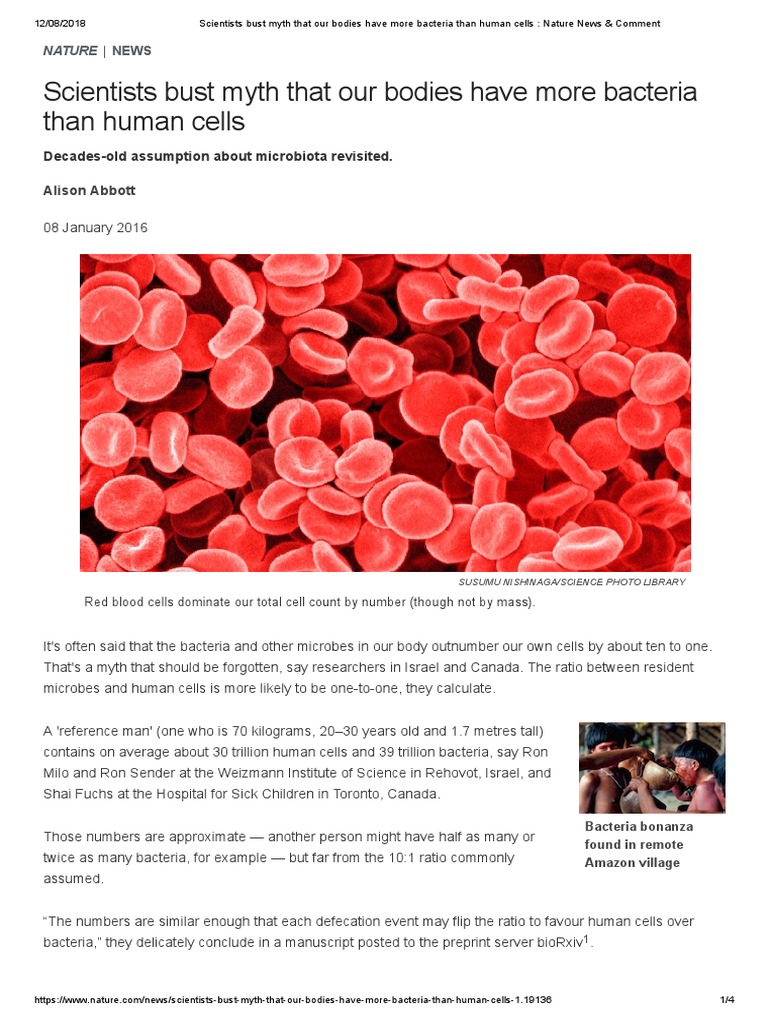 Scientists Bust Myth That Our Bodies Have More Bacteria Than Human ...