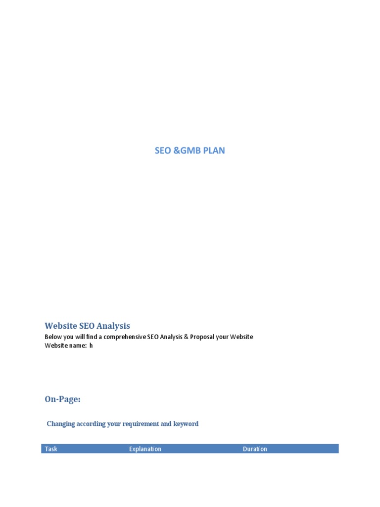 SEO & GMB Plan | Download Free PDF | Search Engine Optimization | Data Processing