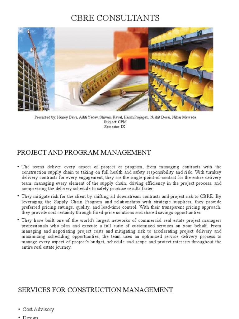 CBRE CONSULTANTS Professional Practice | PDF | Project Management ...
