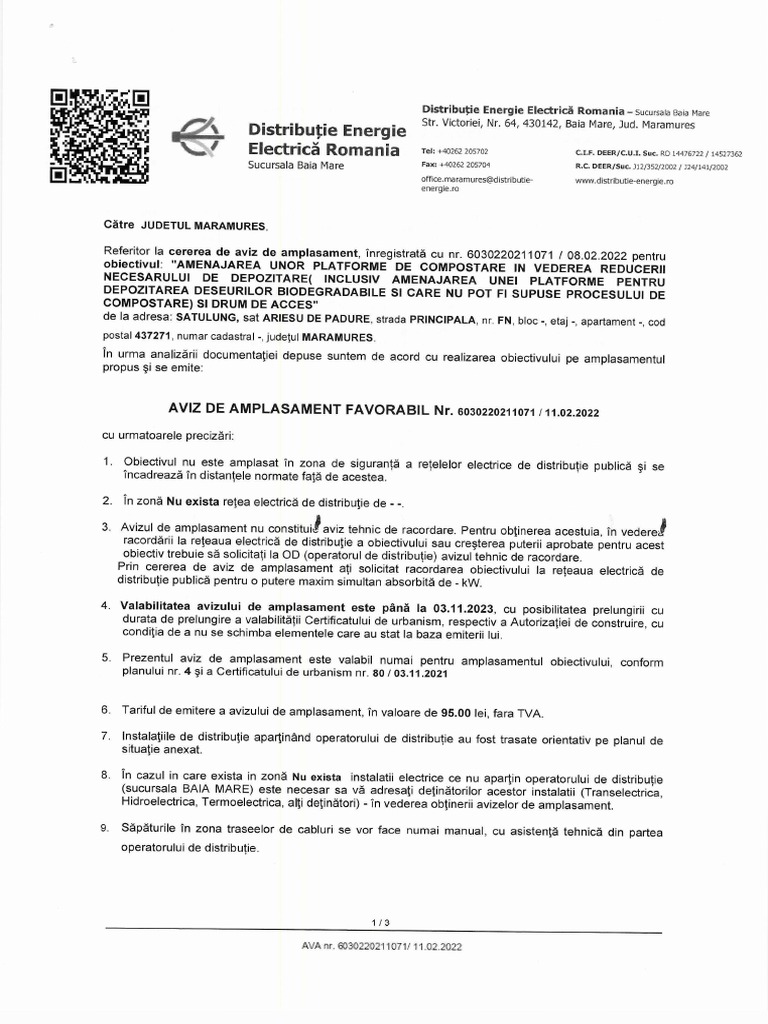 Aviz de Amplasament Favorabil | PDF