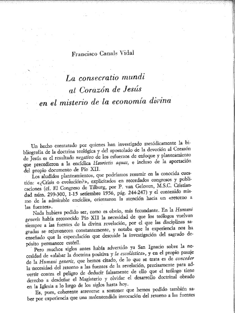 La Consecratio Mundi Canals | PDF