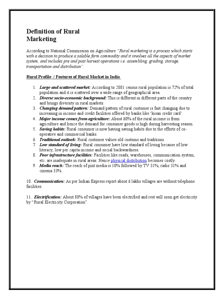 Rural & Agricultural Marketing Notes | PDF | Pricing | Market Segmentation