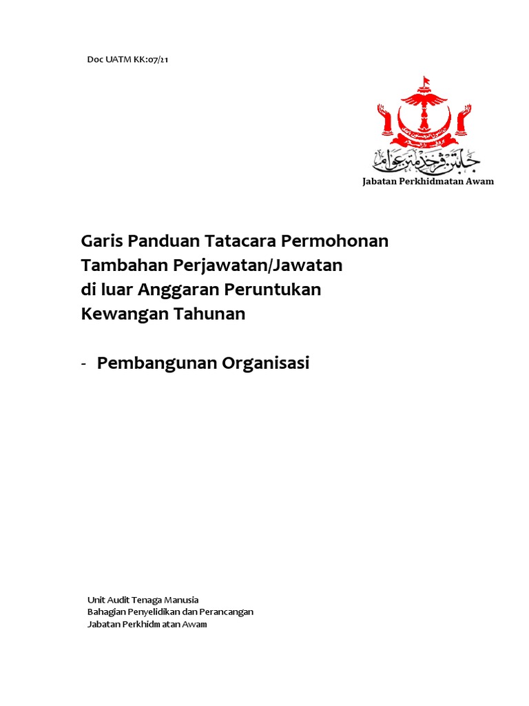 Panduan Tatacara Permohonan Tambahan Perjawatan | PDF