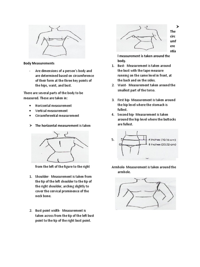 Body Measurements HANDOUTS | PDF | Waist