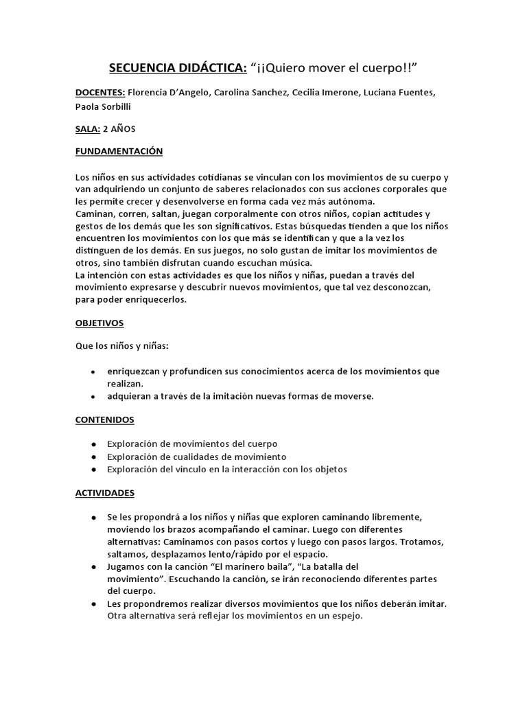 SECUENCIA DIDÁCTICA El Cuerpo | PDF