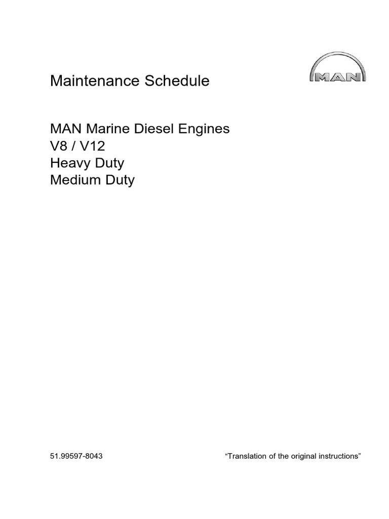 MAN Diesel V12 - Maintenance - Schedule - HD - MD | PDF | Motor Oil ...