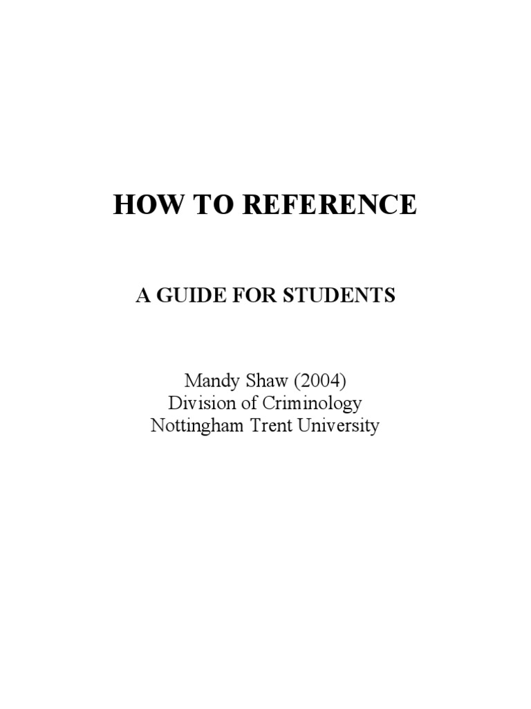 Shaw - Referencing Guide | PDF