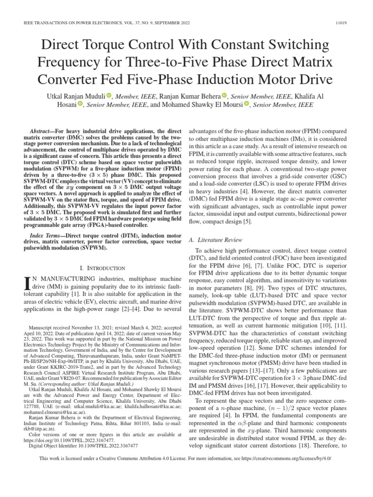 Direct Torque Control With Constant Switching Frequency For Three-To ... Direct Torque Control With Constant Switching Frequency For Three-To ...