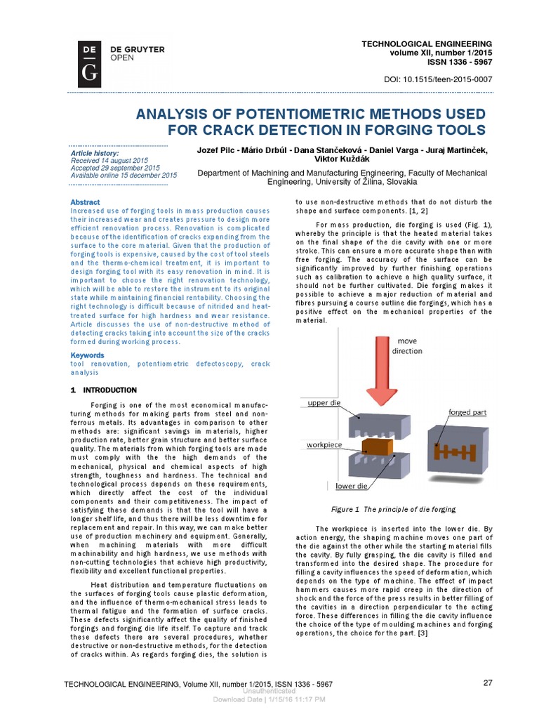 Potentiometric Crack Detection in Forging Tools | PDF | Fracture ...