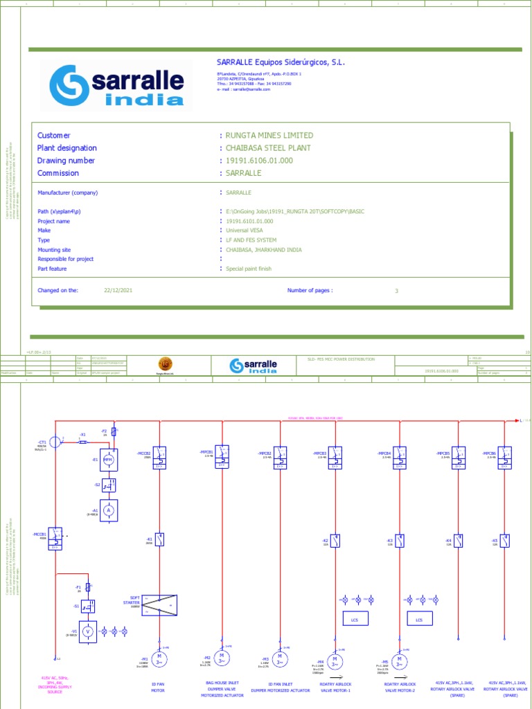 19191.6106.01.000 Fes MCC Single Line Diagram | PDF | Electricity ...