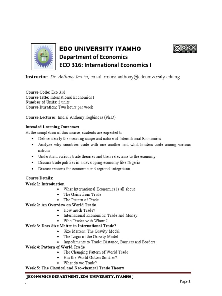 International Economics Course Overview | PDF | Comparative Advantage ...