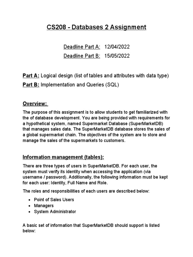 Databases 2 Assignment | PDF | Databases | User (Computing) Databases 2 Assignment | PDF | Databases | User (Computing)