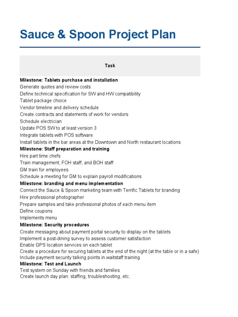 Activity-Template_-Project-plan (1) | PDF | Point Of Sale | Menu