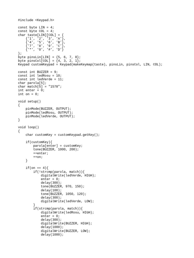 ARDUINO - Parola | PDF