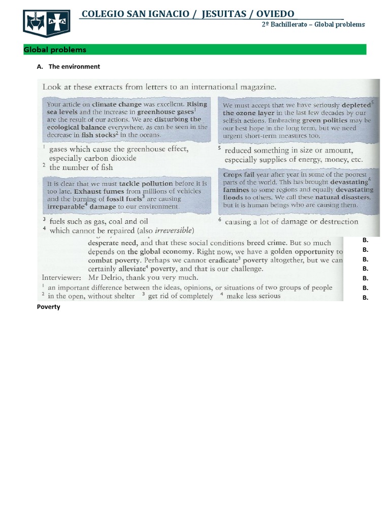 Global Issues. Vocabulary. Collocations | PDF | Poverty | Poverty ...