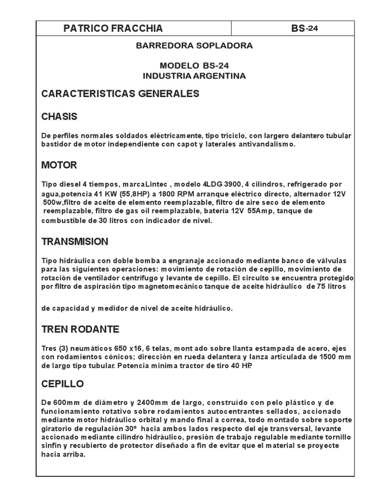 Manual Barredora BS 24 | PDF | Rodamiento (Mecánico) | Tornillo