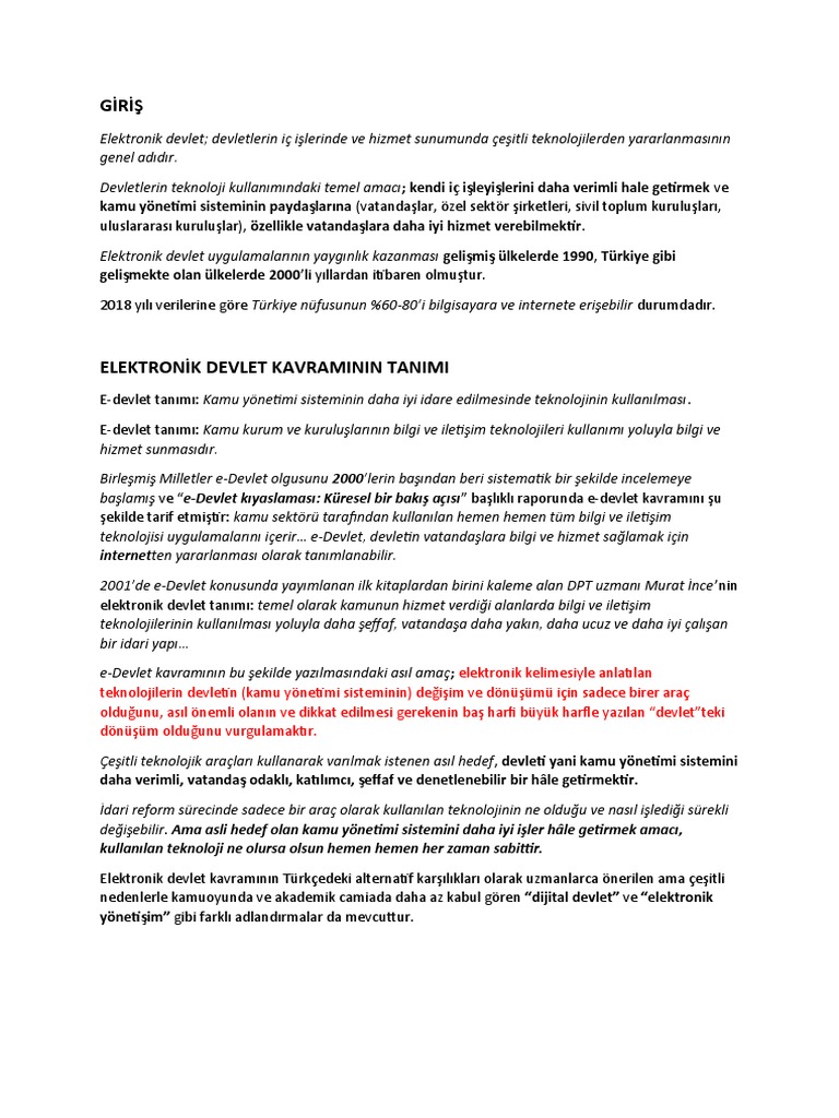 1.ünite - Bilgi Toplumu Ve E-Devlet | PDF