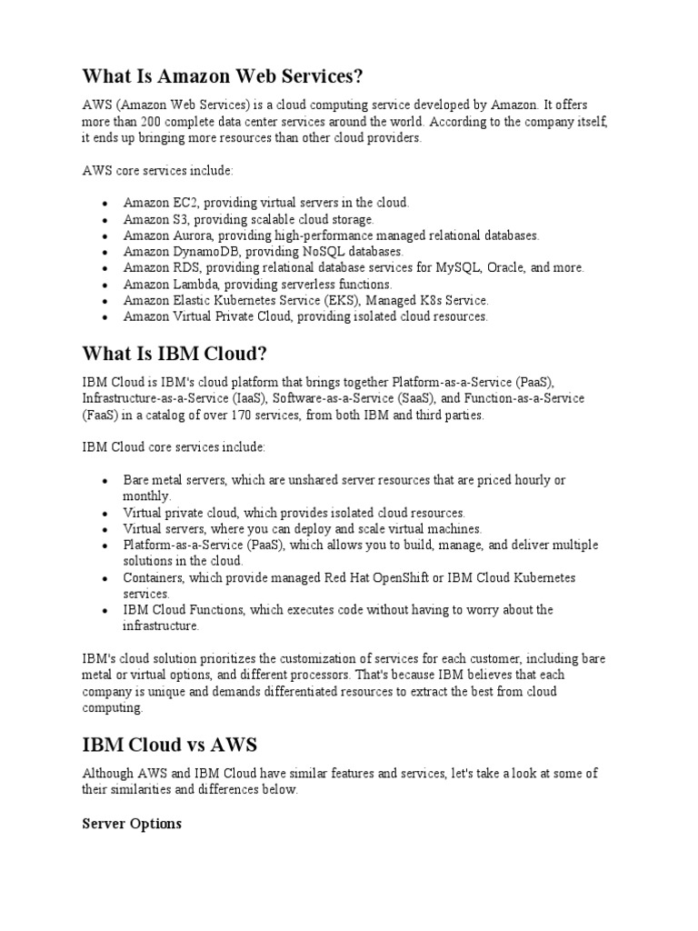 Ibm Vs Amazon Cloud | PDF | Cloud Computing | Amazon Web Services Ibm Vs Amazon Cloud | PDF | Cloud Computing | Amazon Web Services