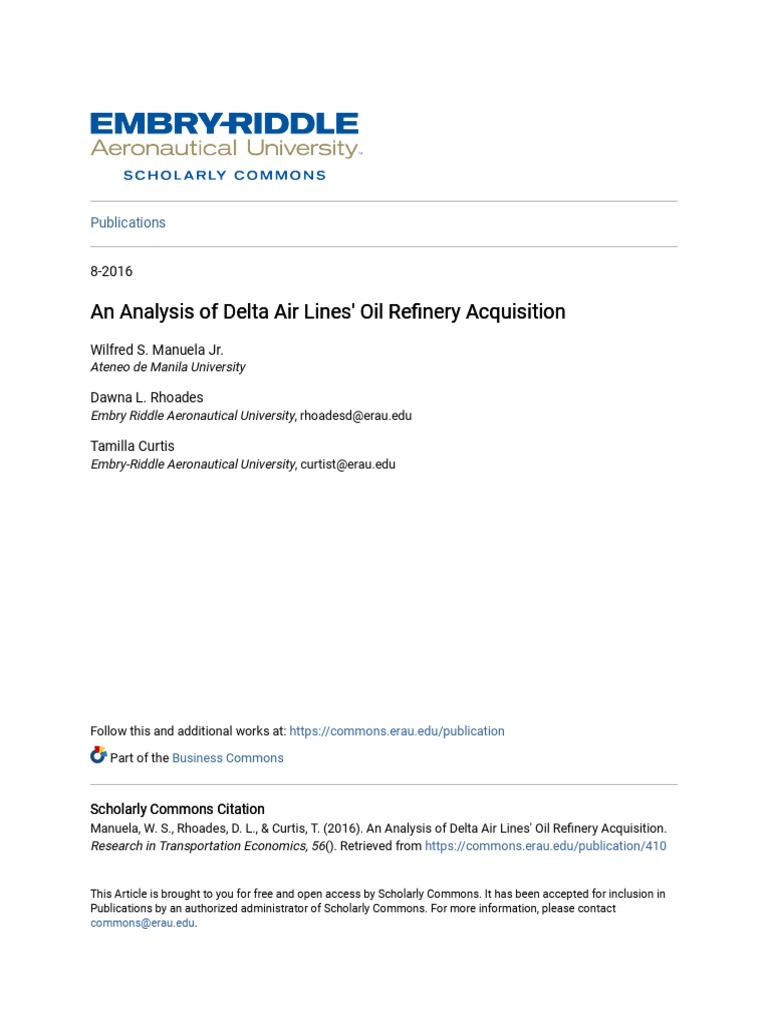 An Analysis of Delta Air Lines Oil Refinery Acquisition | PDF | Hedge ...