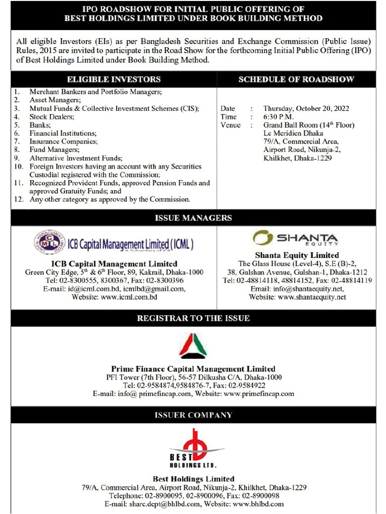 Roadshow - Best Holdings | PDF