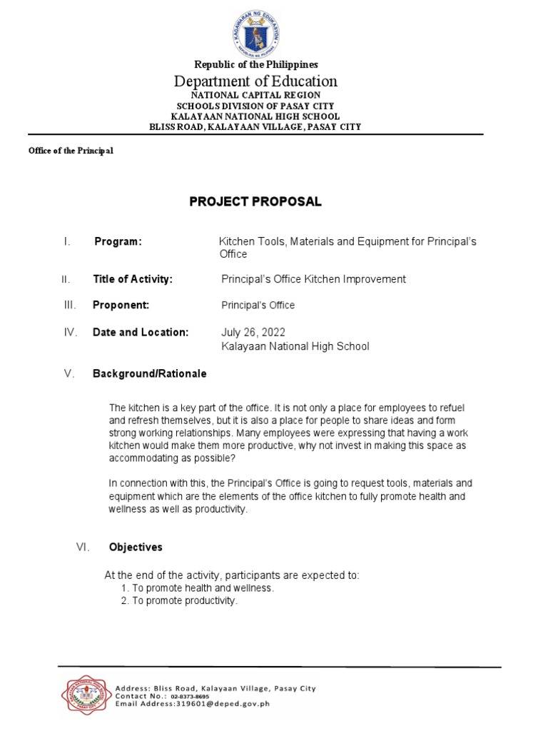 Kitchen Office Proposal | PDF | Tableware | Food And Drink