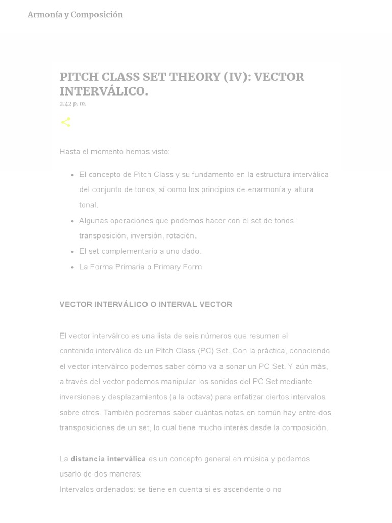 Pitch Class Set Theory (Iv) - Vector Interválico | PDF | Intervalo ... Pitch Class Set Theory (Iv) - Vector Interválico | PDF | Intervalo ...