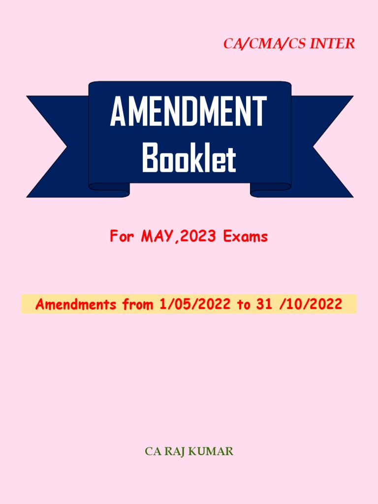 Amendment Booklet GST CA CMA CS Inter MAY 2023 Exams | PDF | Reserve ...