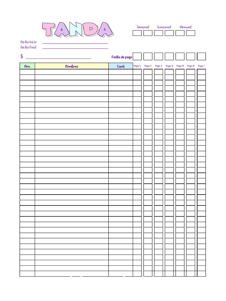 Formato de Control de Tandas | PDF