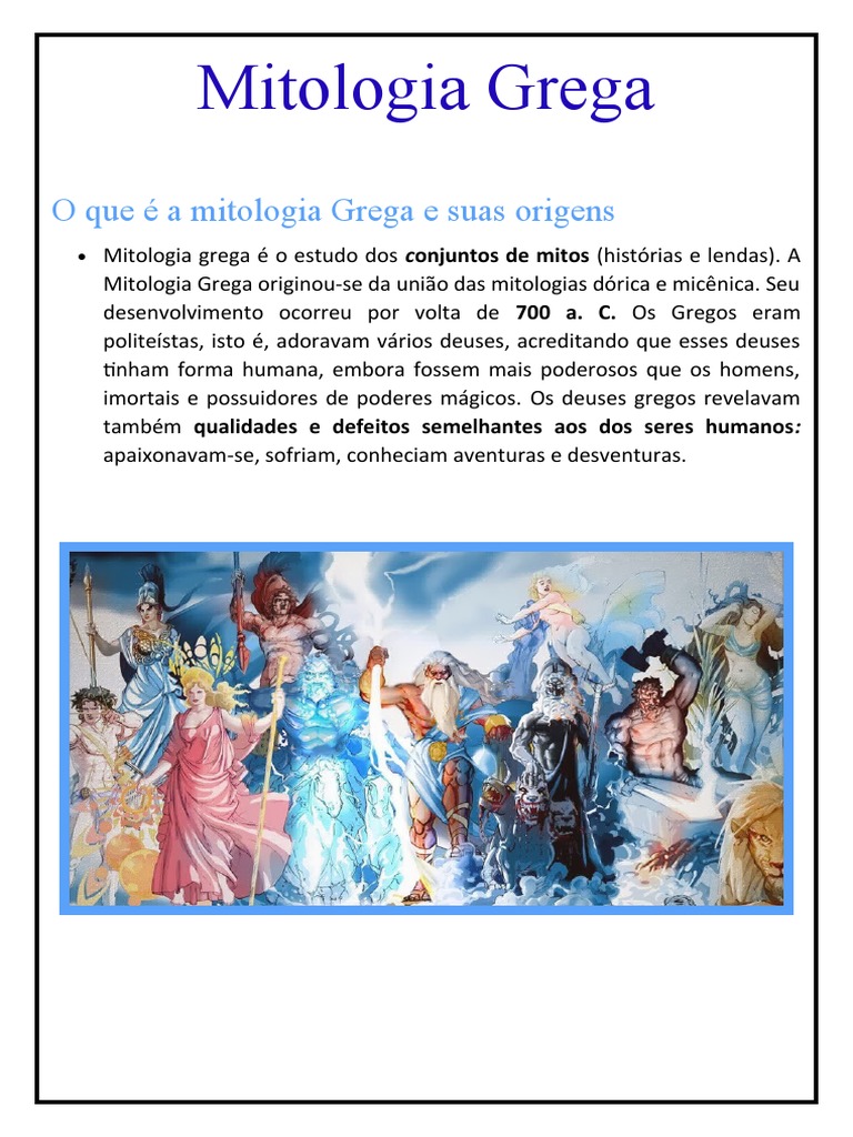 Mitologia Grega | PDF | Mitologia grega | Grécia Antiga