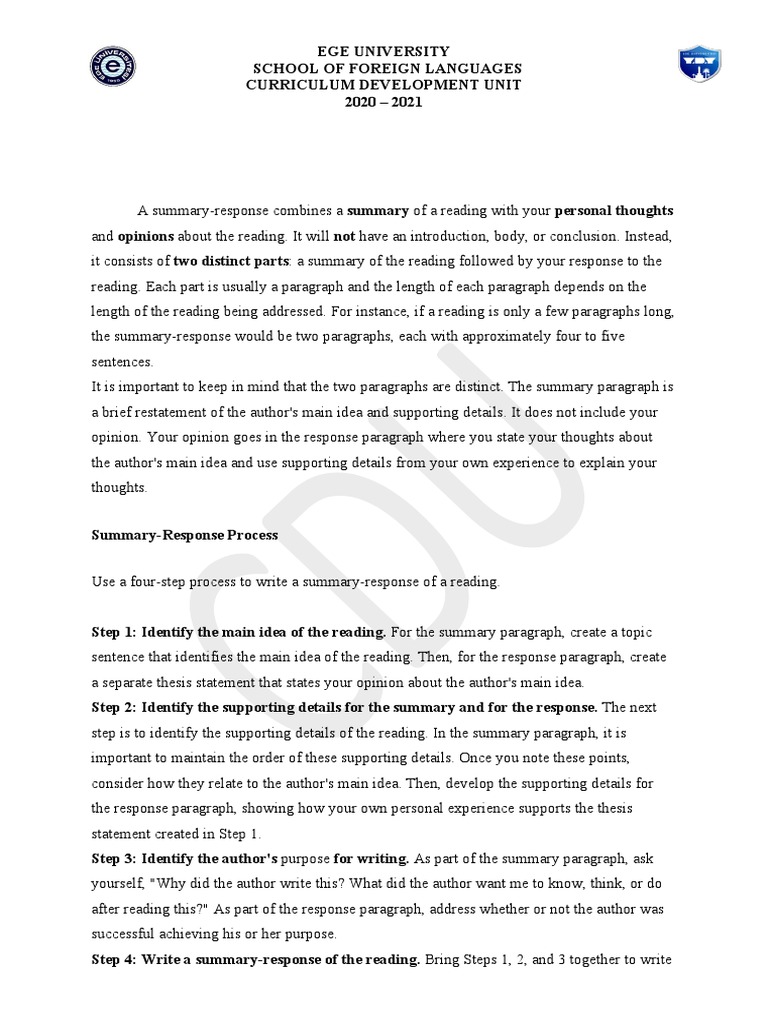 How To Write Summary-Response Paragraphs | PDF | Thought | Paragraph