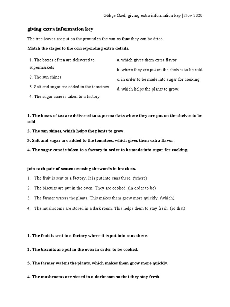 Giving Extra Information Key | PDF