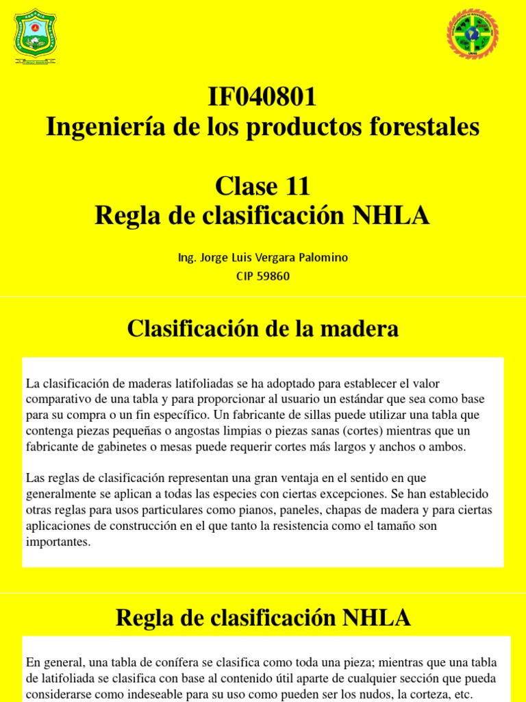 Clase 11, IPF, Regla de Clasificación NHLA | PDF | Madera